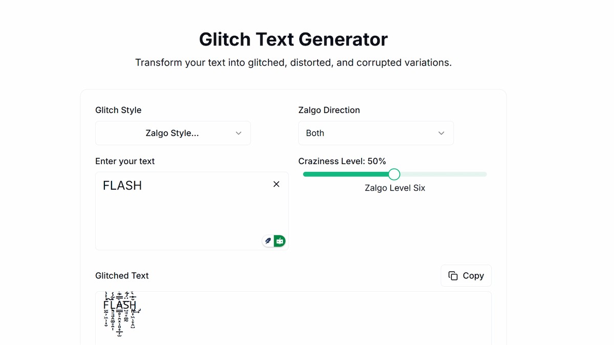 Glitch Text Generator